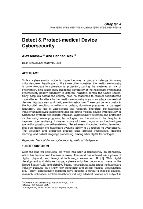 (PDF) Detect & Protect-medical Device Cybersecurity