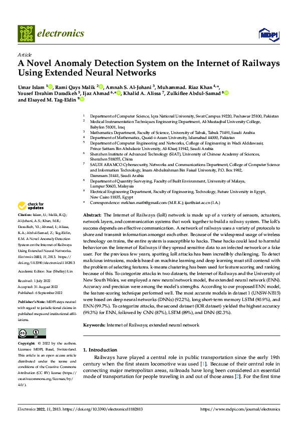 Pdf A Novel Anomaly Detection System On The Internet Of Railways Using Extended Neural Networks