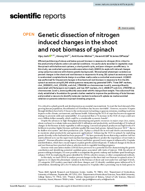 (PDF) Genetic dissection of nitrogen induced changes in the shoot and ...