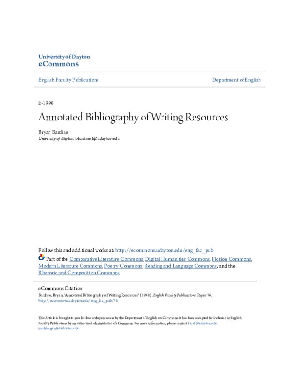 (PDF) Annotated Bibliography of Writing Resources