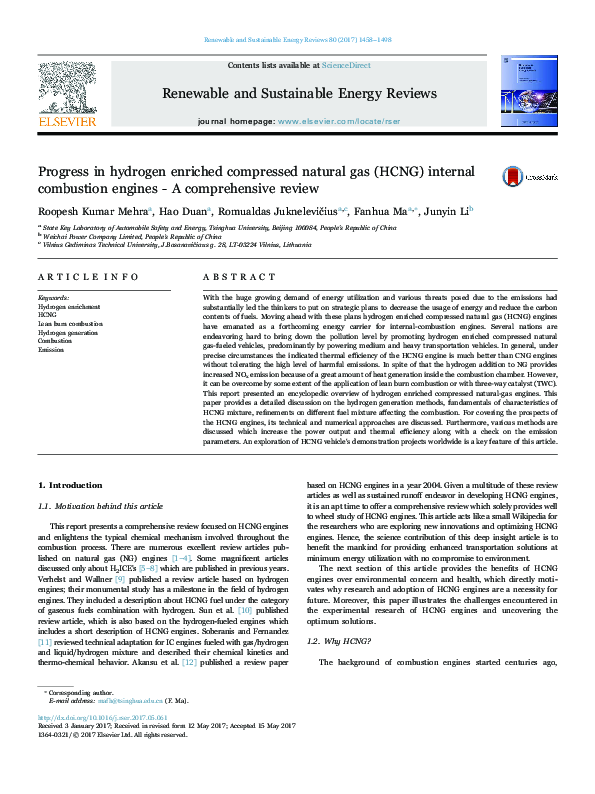 (PDF) Progress in hydrogen enriched compressed natural gas (HCNG) internal combustion engines ...