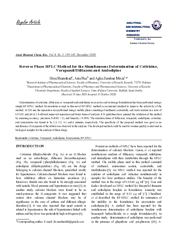 (PDF) Reverse Phase HPLC Method for the Simultaneous Determination of ...