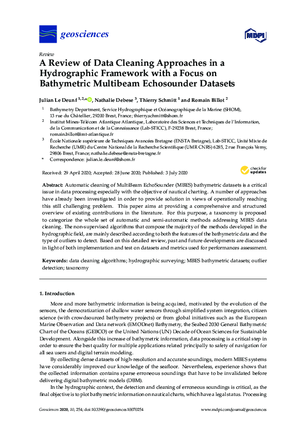 (PDF) A Review of Data Cleaning Approaches in a Hydrographic Framework ...
