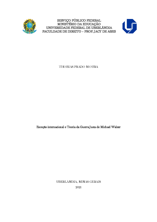 (PDF) Exceção internacional e Teoria da Guerra Justa de Michael Walzer