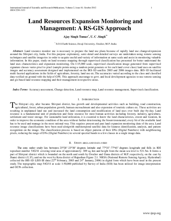(PDF) Land Resources Expansion Monitoring and Management: A RS-GIS Approach