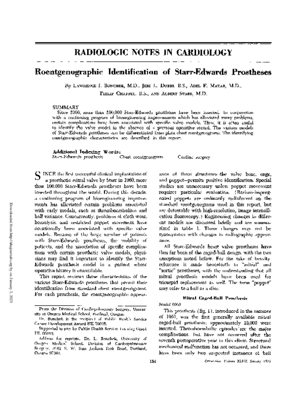 (PDF) Roentgenographic Identification of Starr-Edwards Prostheses