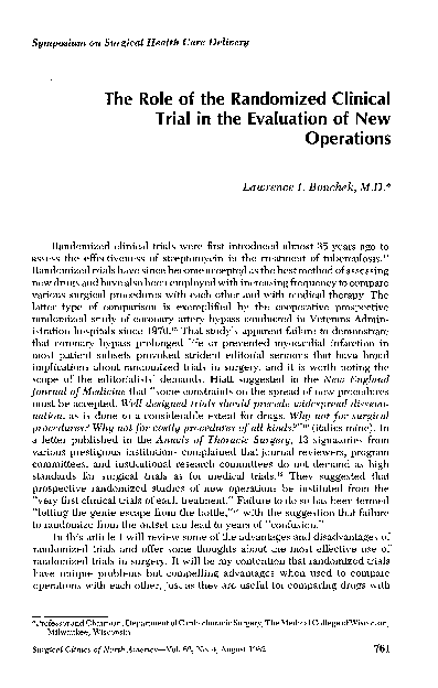 (PDF) The Role of the Randomized Clinical Trial in the Evaluation of ...