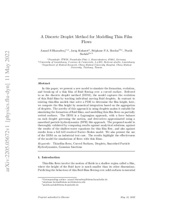 (PDF) A discrete droplet method for modelling thin film flows