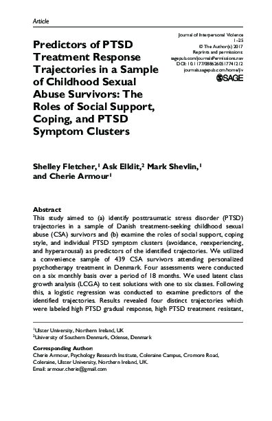 (PDF) Predictors of PTSD Treatment Response Trajectories in a Sample of Childhood Sexual Abuse ...