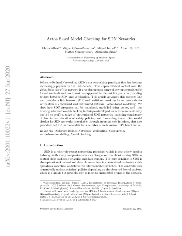 (PDF) Actor-Based Model Checking for SDN Networks