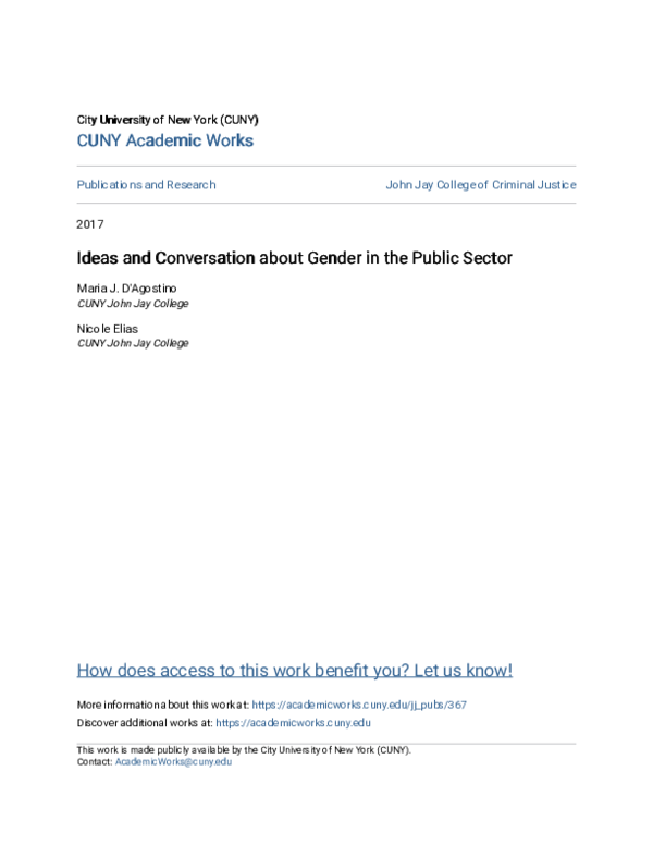 (PDF) Ideas and Conversation about Gender in the Public Sector