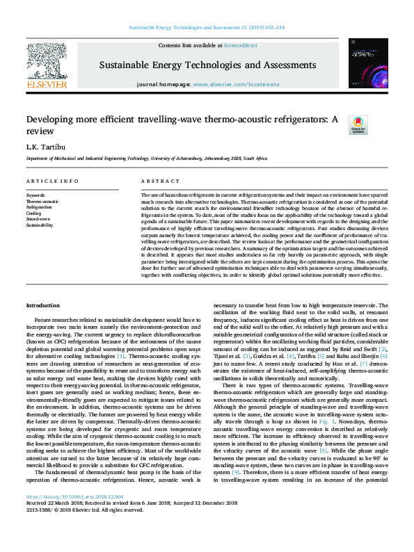 (PDF) Developing more efficient travelling-wave thermo-acoustic ...