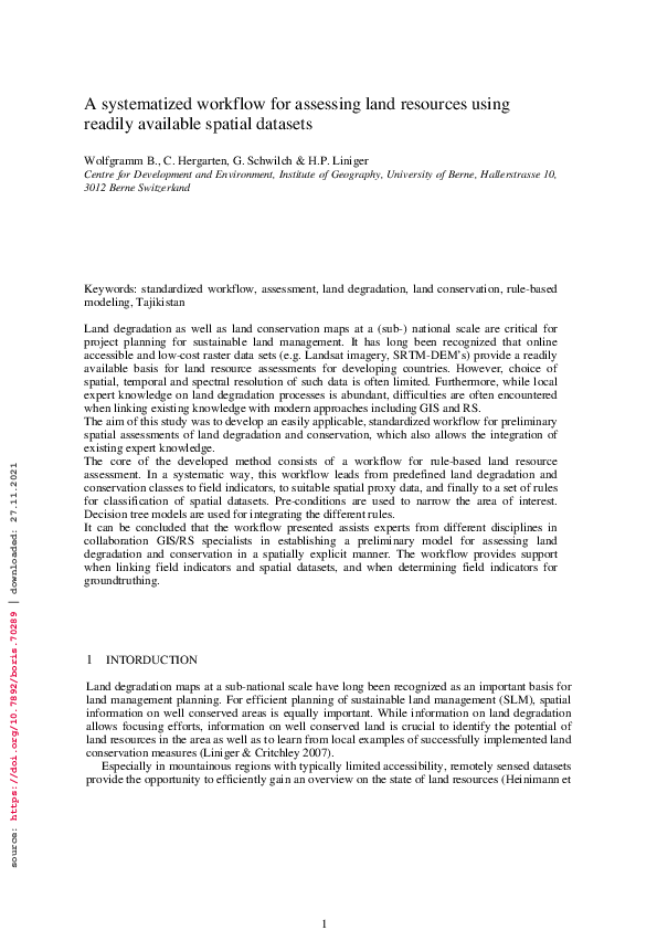(PDF) A systematized workflow for assessing land resources using ...