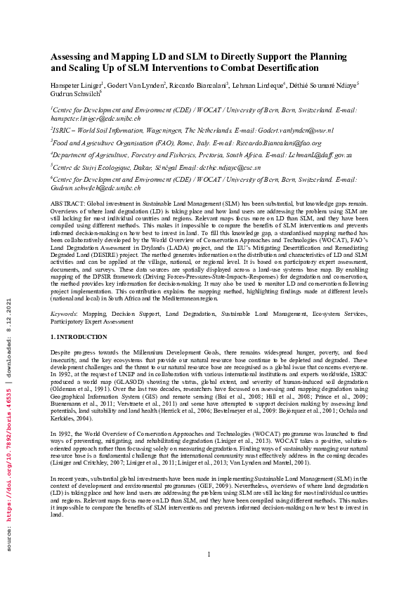 (PDF) Assessing and mapping LD and SLM to directly support the planning ...