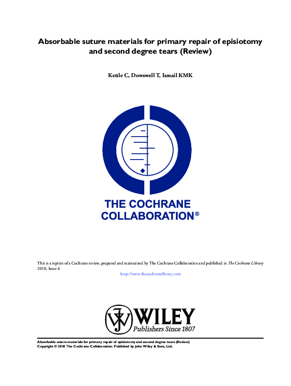 (PDF) Absorbable suture materials for primary repair of episiotomy and ...