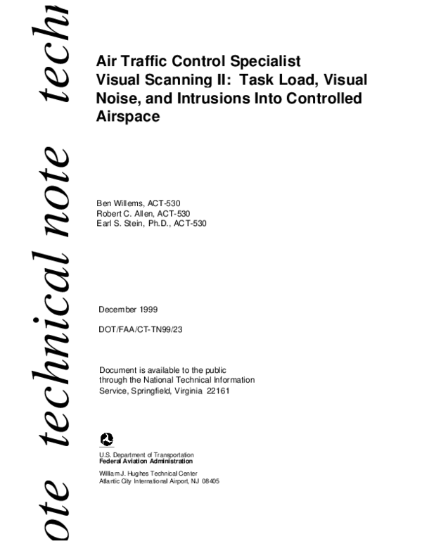 (PDF) Air traffic control specialist visual scanning II: Task load, visual noise, and intrusions ...