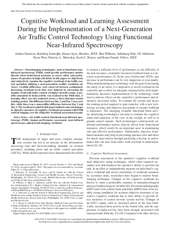 (PDF) Cognitive Workload and Learning Assessment During the Implementation of a Next-Generation ...