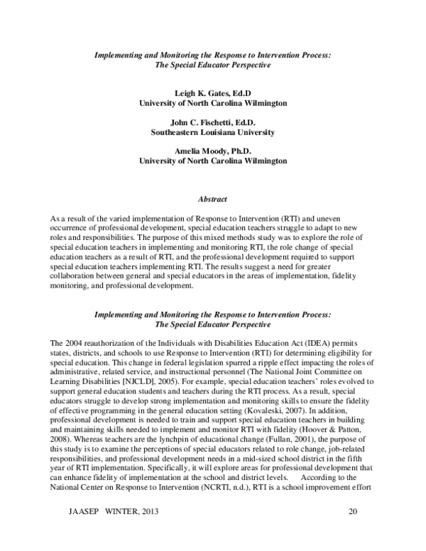 (PDF) Implementing and Monitoring the Response to Intervention Process ...