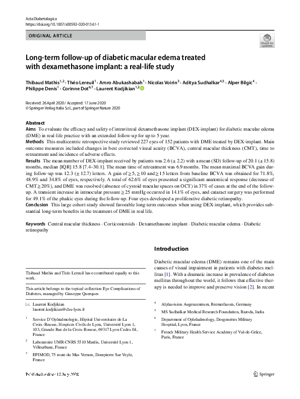 (PDF) Long-term follow-up of diabetic macular edema treated with ...