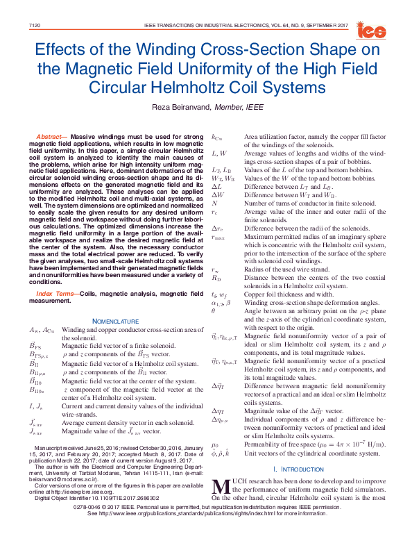 (PDF) Effects of the Winding Cross-Section Shape on the Magnetic Field ...