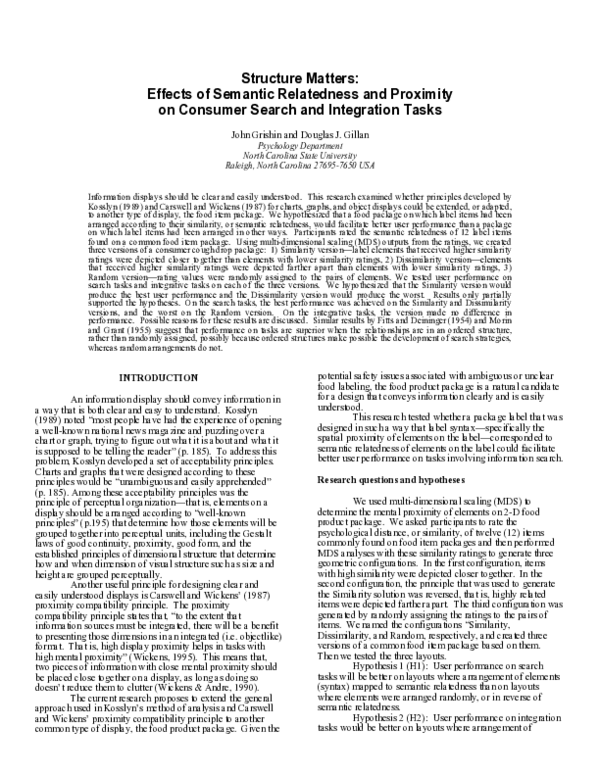(PDF) Structure Matters: Effects of Semantic Relatedness and Proximity on Consumer Search and ...