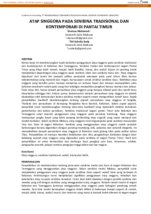 (PDF) Atap Singgora Pada Senibina Tradisional Dan Kontemporari Di ...