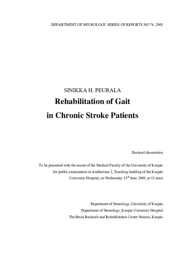 (PDF) Rehabilitation of Gait in Chronic Stroke Patients
