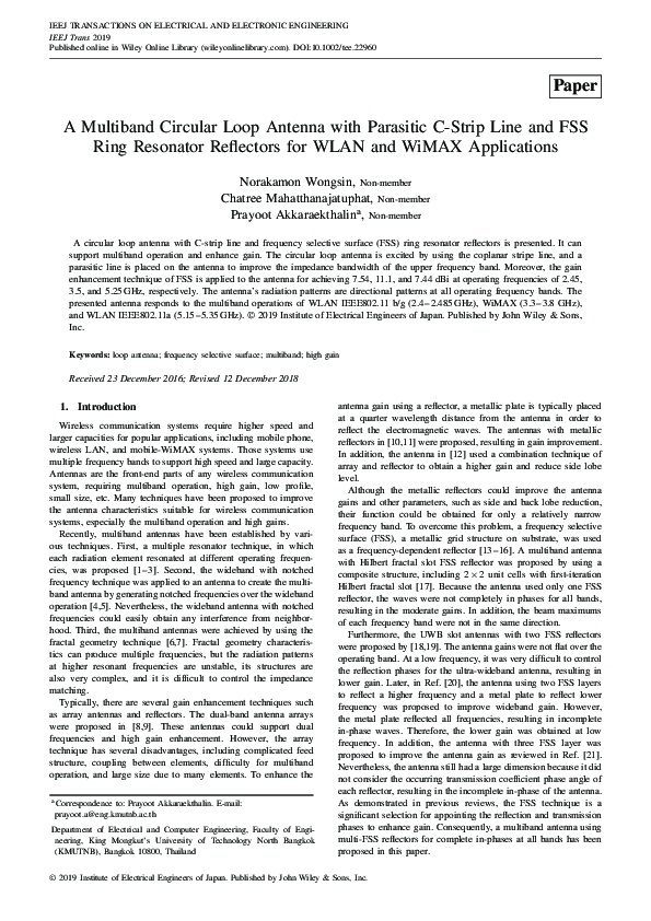 (PDF) A multiband circular loop antenna with parasitic C‐strip line and ...