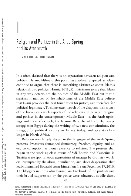 (PDF) Religion and Politics in the Arab Spring and Its Aftermath