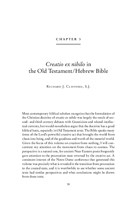 (PDF) Creatio ex nihilo in the Old Testament/Hebrew Bible