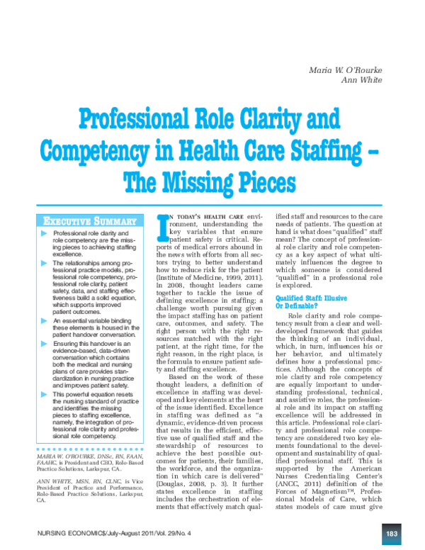 (PDF) Professional role clarity and competency in health care staffing ...