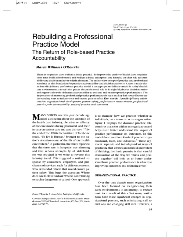 (PDF) Rebuilding a Professional Practice Model