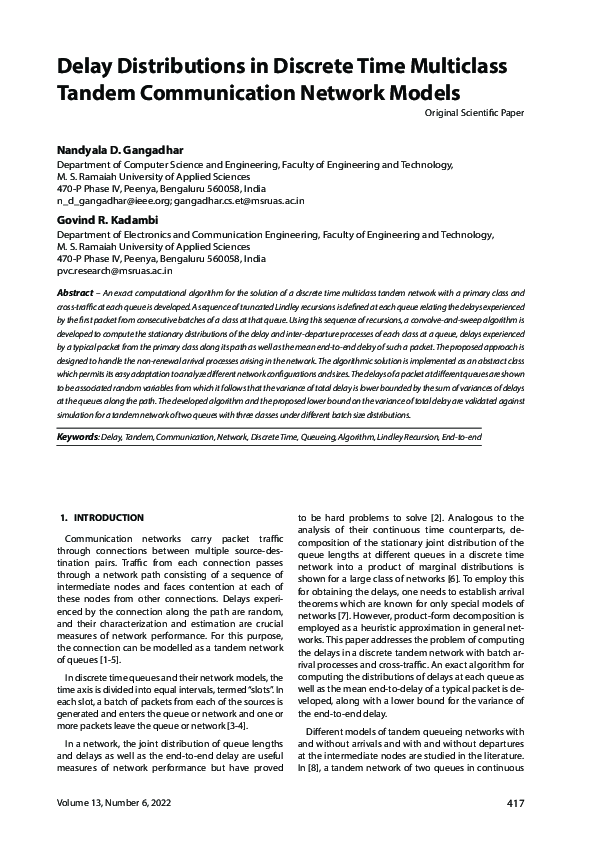 (PDF) Delay Distributions in Discrete Time Multiclass Tandem ...
