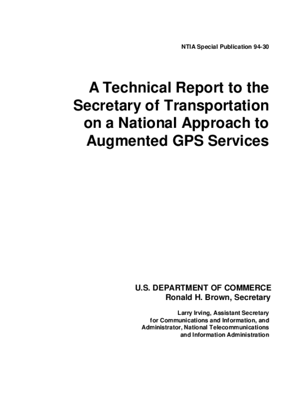 (PDF) A technical report to the Secretary of Transportation on a ...