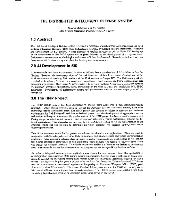 (PDF) The Distributed Intelligent Defense System