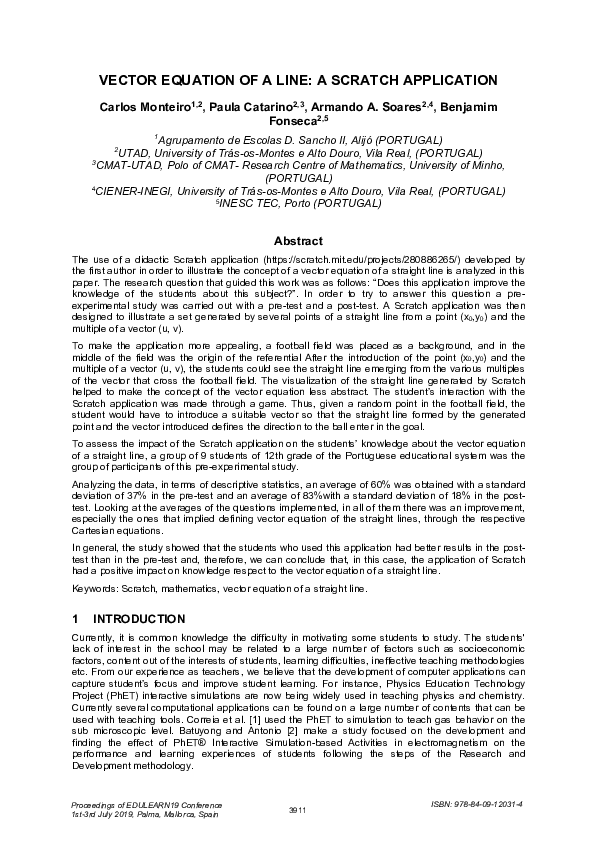 (PDF) Vector Equation of a Line: A Scratch Application