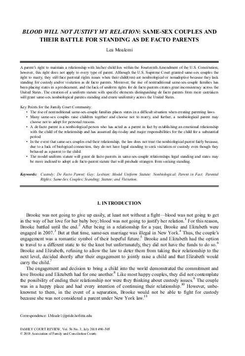 (PDF) Blood Will Not Justify My Relation : Same-Sex Couples and their ...