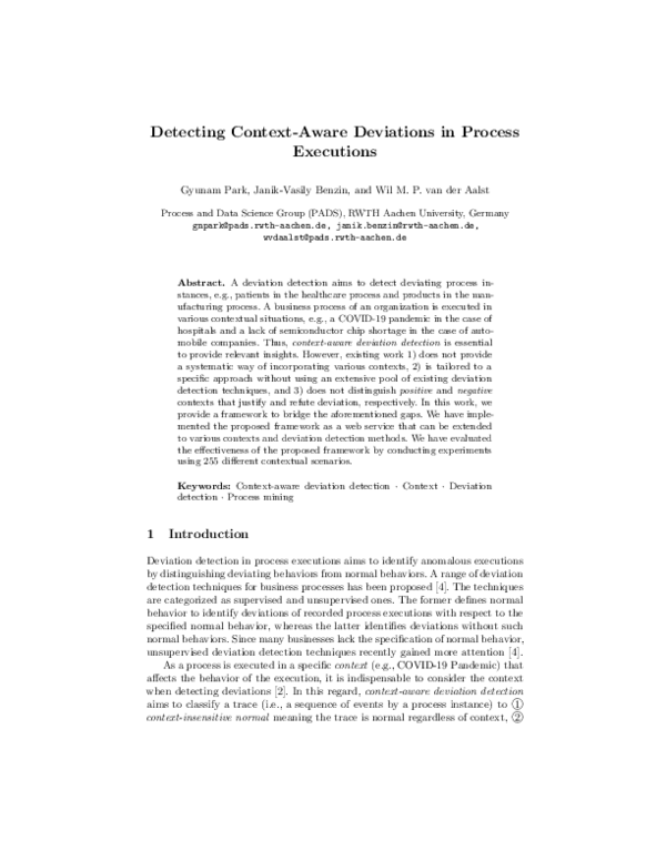 (PDF) Detecting Context-Aware Deviations in Process Executions