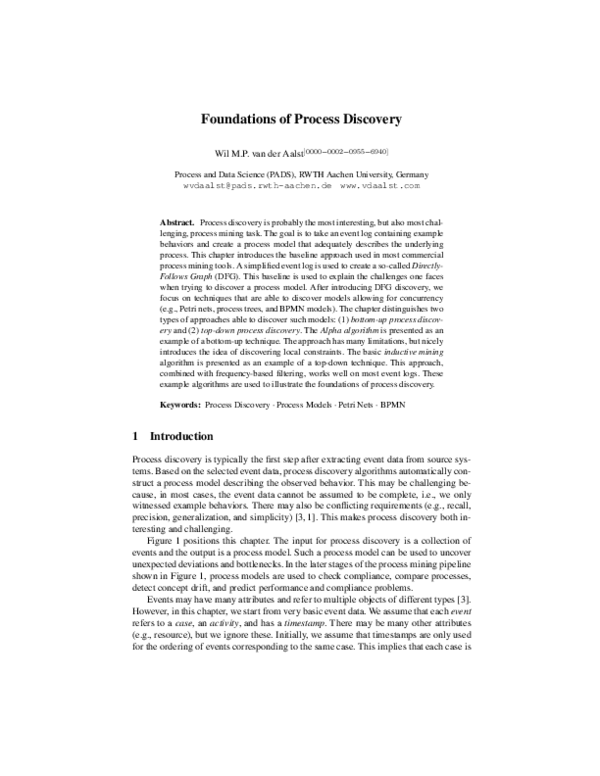 (PDF) Foundations of Process Discovery