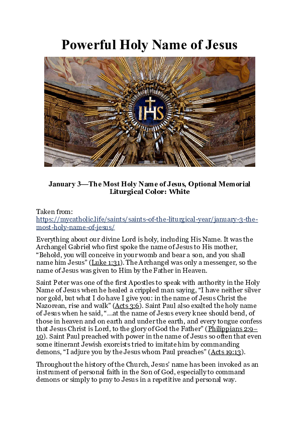 (DOC) Powerful Holy Name of Jesus