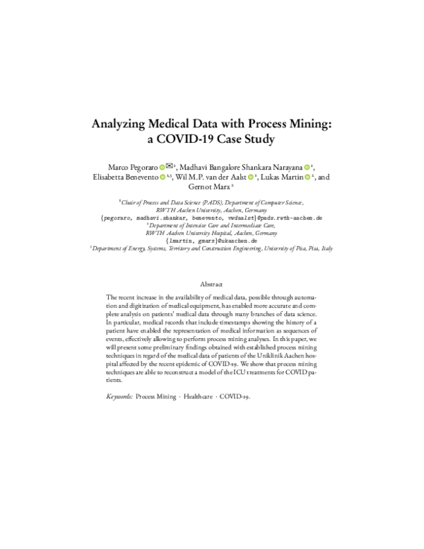 (PDF) Analyzing Medical Data with Process Mining: a COVID-19 Case Study
