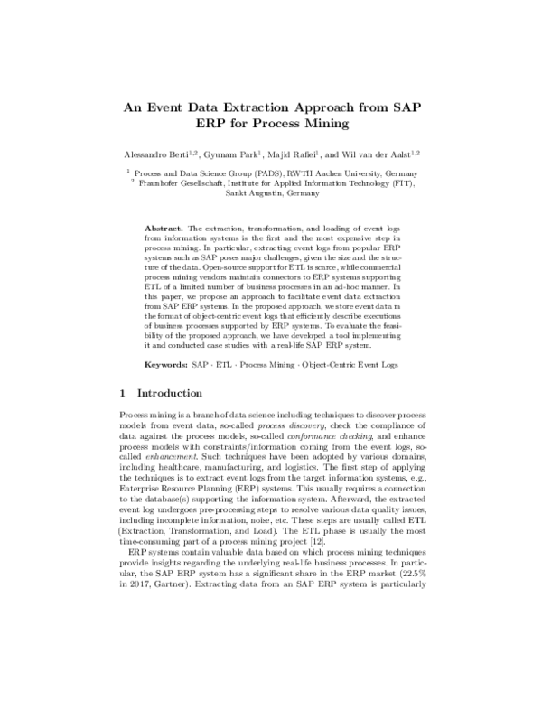(PDF) An Event Data Extraction Approach from SAP ERP for Process Mining