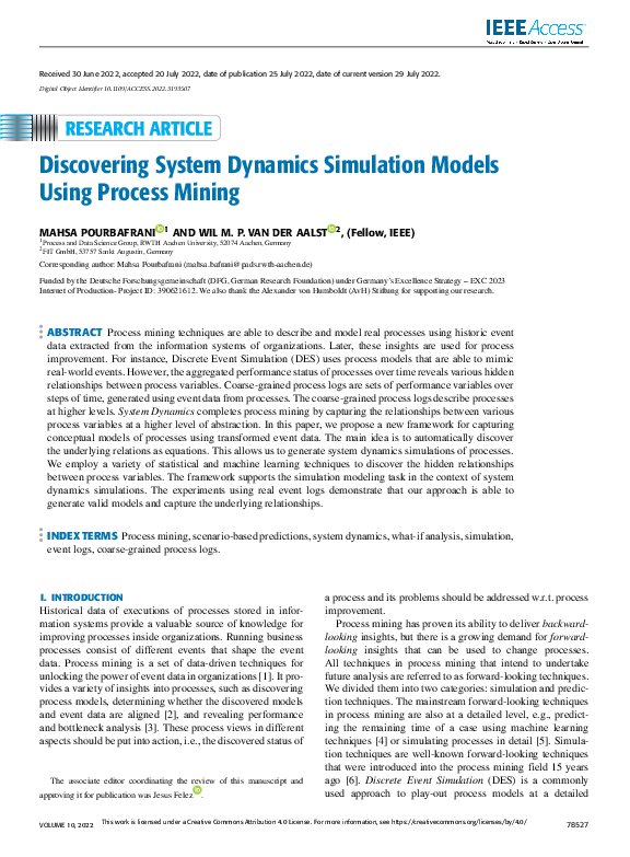 Pdf Discovering System Dynamics Simulation Models Using Process Mining