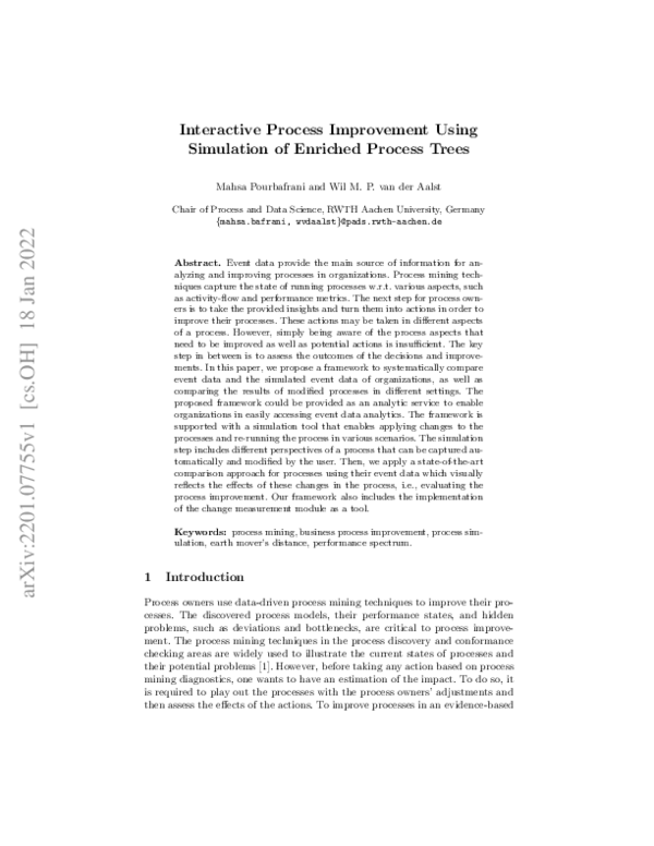 Pdf Interactive Process Improvement Using Simulation Of Enriched Process Trees