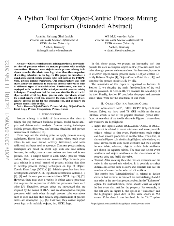 Pdf A Python Tool For Object Centric Process Mining Comparison 1494