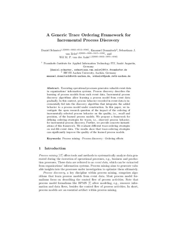 (PDF) A Generic Trace Ordering Framework for Incremental Process Discovery