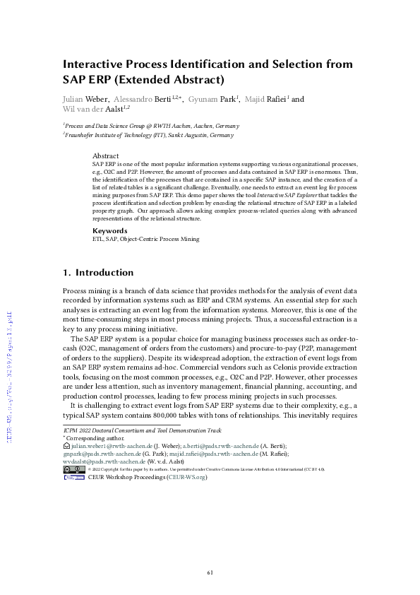 (PDF) Interactive Process Identification and Selection from SAP ERP ...