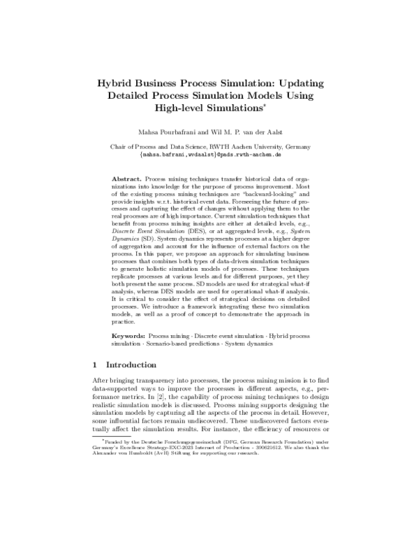 (PDF) Hybrid Business Process Simulation: Updating Detailed Process ...