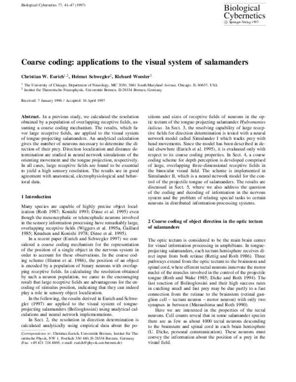 (PDF) Coarse coding: applications to the visual system of salamanders ...
