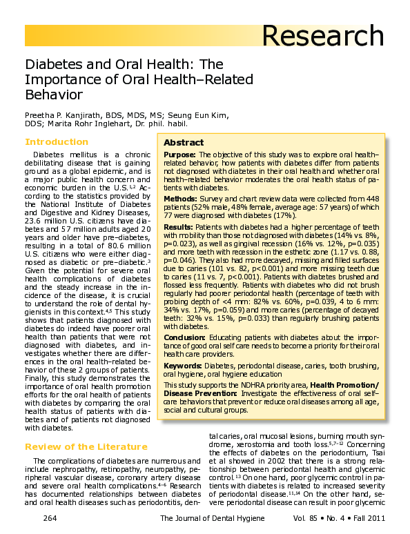 (PDF) Diabetes and oral health: the importance of oral health-related ...